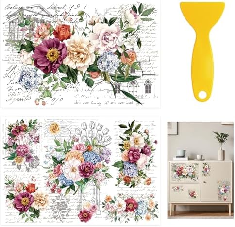 Amazon.com: HICOHAND Floral Rub On Transfers for Furniture and Crafts ...