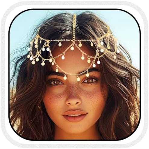 Amazon.com : Aukmla Sequin Head Chain Jewelry Gold Headpiece Hair ...