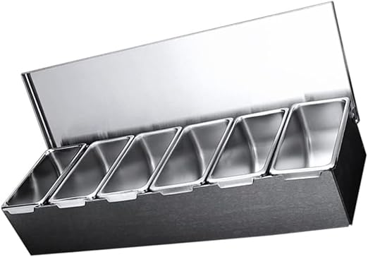 Stainless Steel Detachable Topping Station with Lid Pizza Ingredients ...