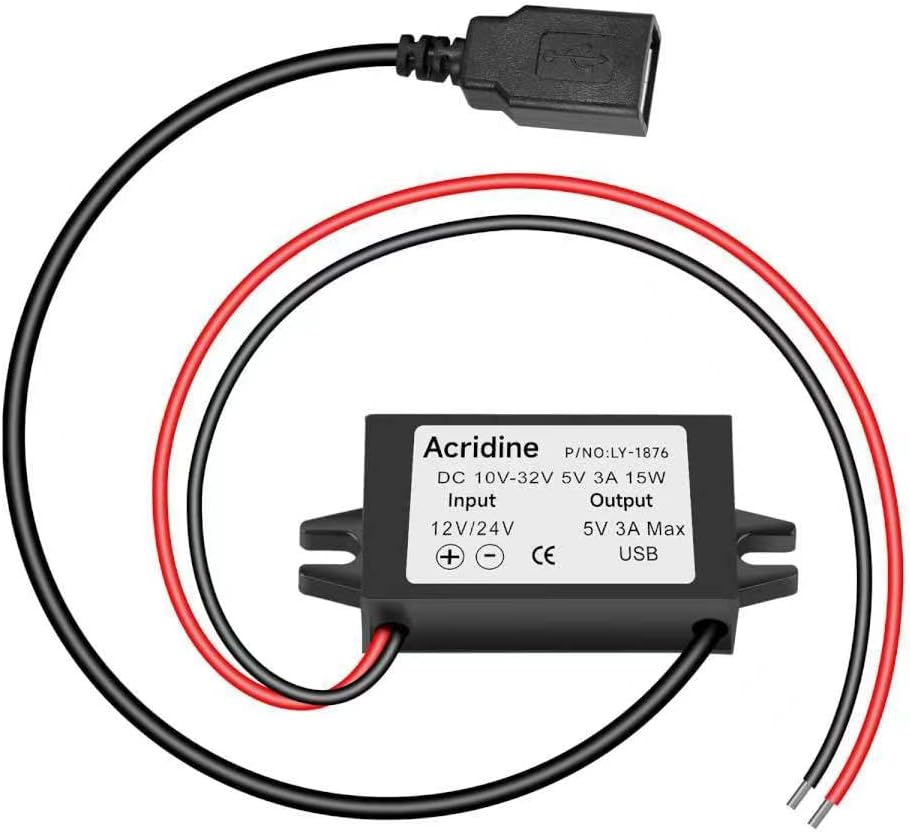 Amazon.com: Acridine 12V 24V DC to 5V 3A USB Female DC Converter ...