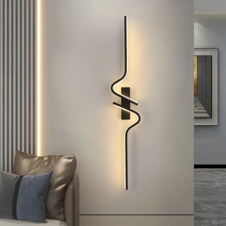 Glowave™ Modern Black 600mm Long Linear LED Line Light Zig Zag Wall ...