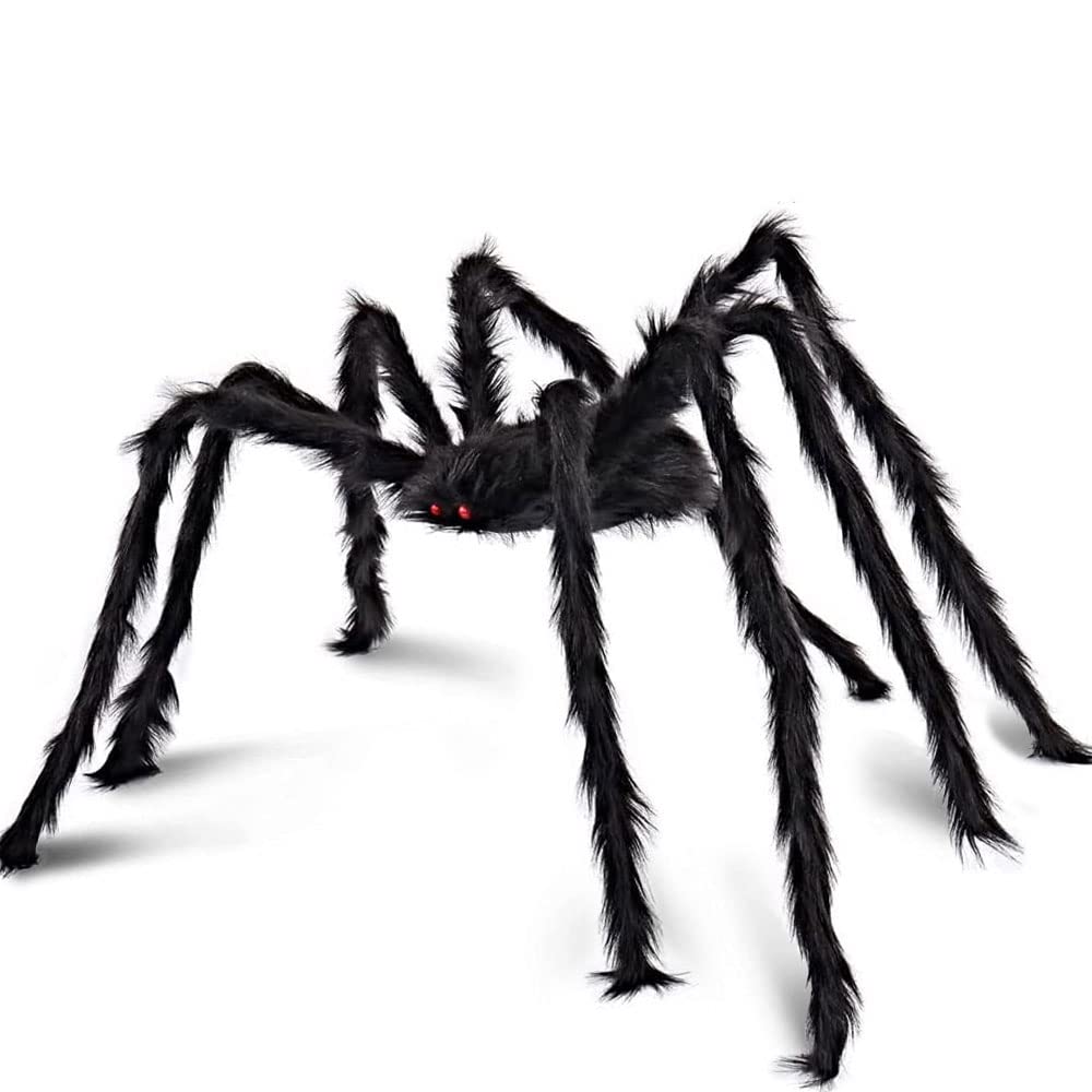 7 5ft Giant Spider For Halloween Decorations Oversize Black Realistic ...