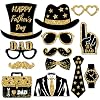 Amazon.com: HOWAF Black Gold Father's Day Photo Booth Props, Glitter ...