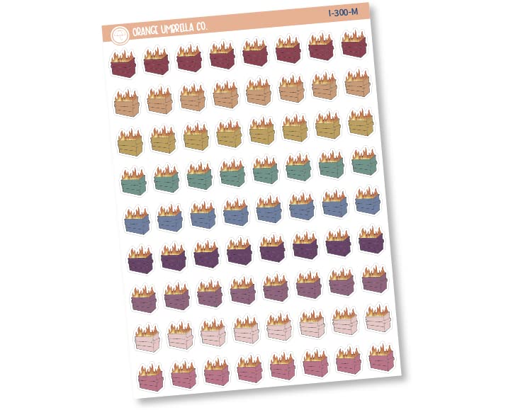 Amazon.com: Dumpster Fire Icon Planner Stickers, Dumpster Can Fire ...