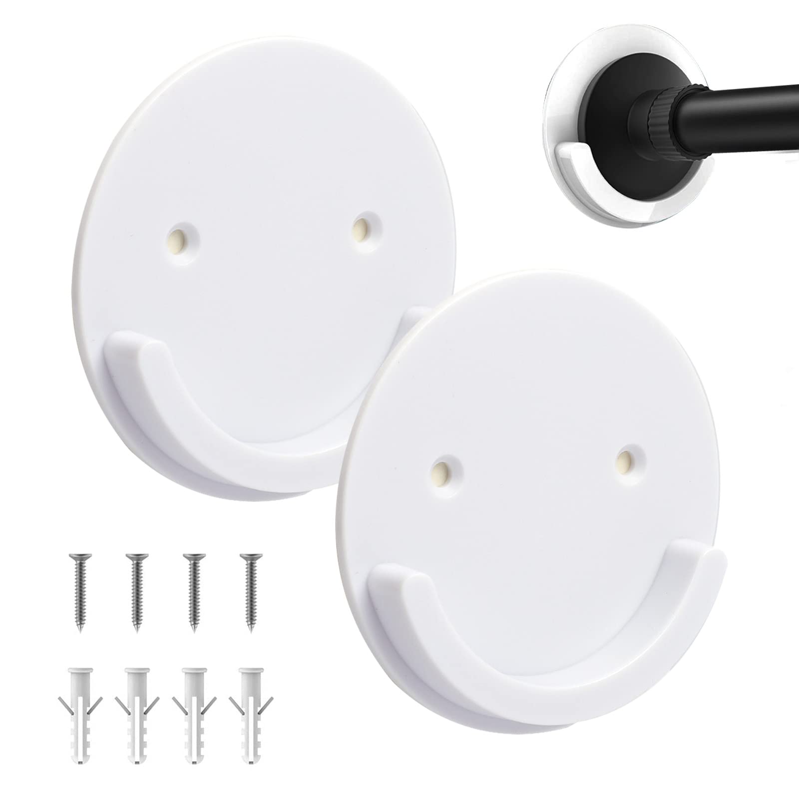 2 PCS Shower Curtain Rod Holder，Universal Tension Rod Retainer with 3M ...