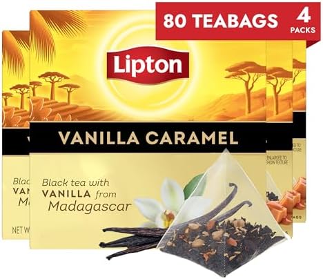 Amazon.com : Lipton Black Tea Vanilla Caramel, Pyramid Tea Bags ...