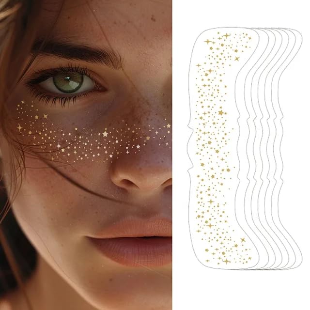 Amazon.com : Face Glitter Freckles Makeup Patches, Temporary Metallic Tattoos, Gold and Silver ...