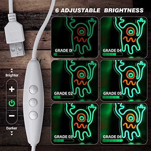 Eufrozy Dimmable Ghost Neon Sign, LED Haunted House Ghost Neon Light ...