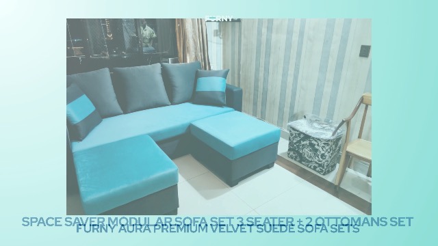 Watch FURNY Aura 3 Seater Modular Fabric Sofa Set with 2 Ottomans on ...