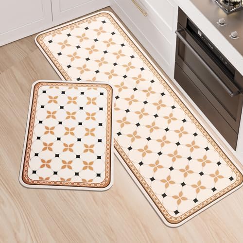 LY4U Kitchen Rug Sets, 2 Piece Non Slip Kitchen Mats and Rugs Runner ...