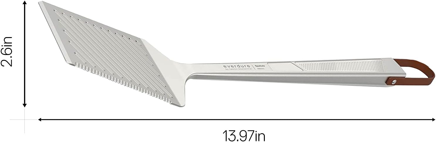 Stainless Steel Spatula, 14 Inch Slotted Spatula with Brown Leather ...