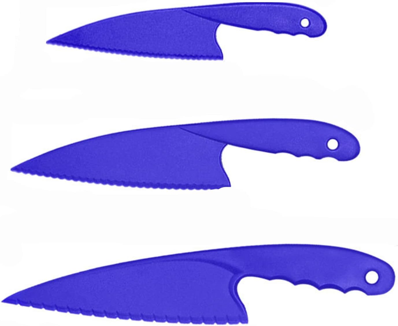 Cheeroyal 3Pcs Plastic Kitchen Knife Set, Safe Colorful Nylon Kitchen ...