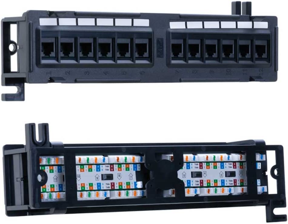 Snapklik.com : 12 Port Cat6 UTP LAN Wall Mount Patch Panel Bracket RJ45 ...