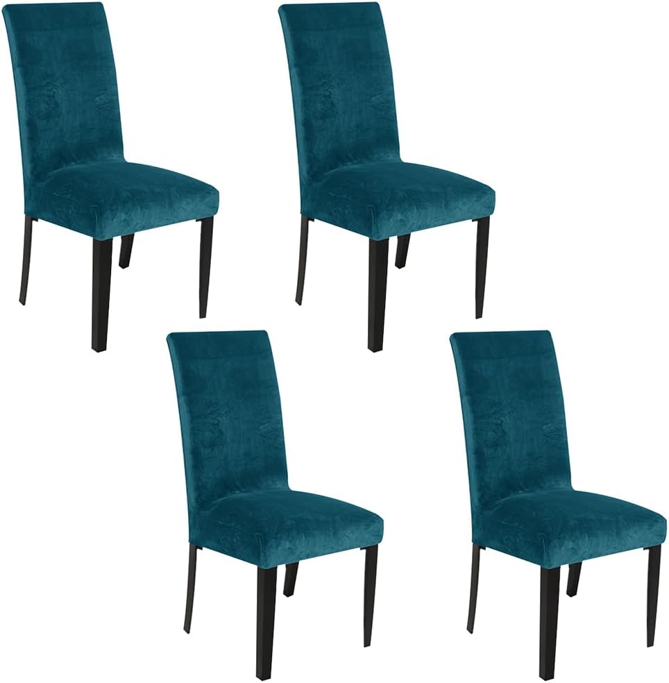 Amazon.com: Velvet Dining Chair Covers Stretch for Dining Room Set of 4 ...