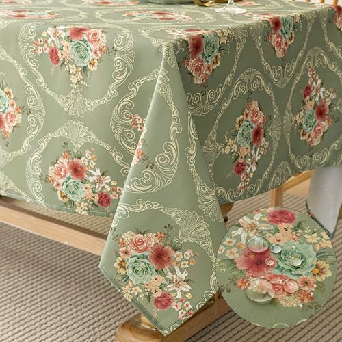 Amazon.com: Vintage Floral Rectangle Tablecloth Shabby Chic Flower ...