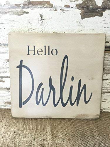 Amazon.com: Hello Darlin Sign Rustic Wood Wall Art Farmhouse Wall ...