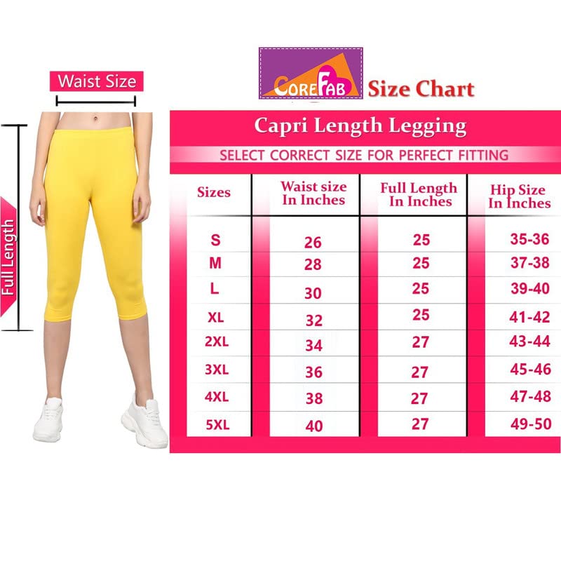 Buy CoreFab Calf Legth Cotton Lycra Capri for Women (Pack of 3) at ...