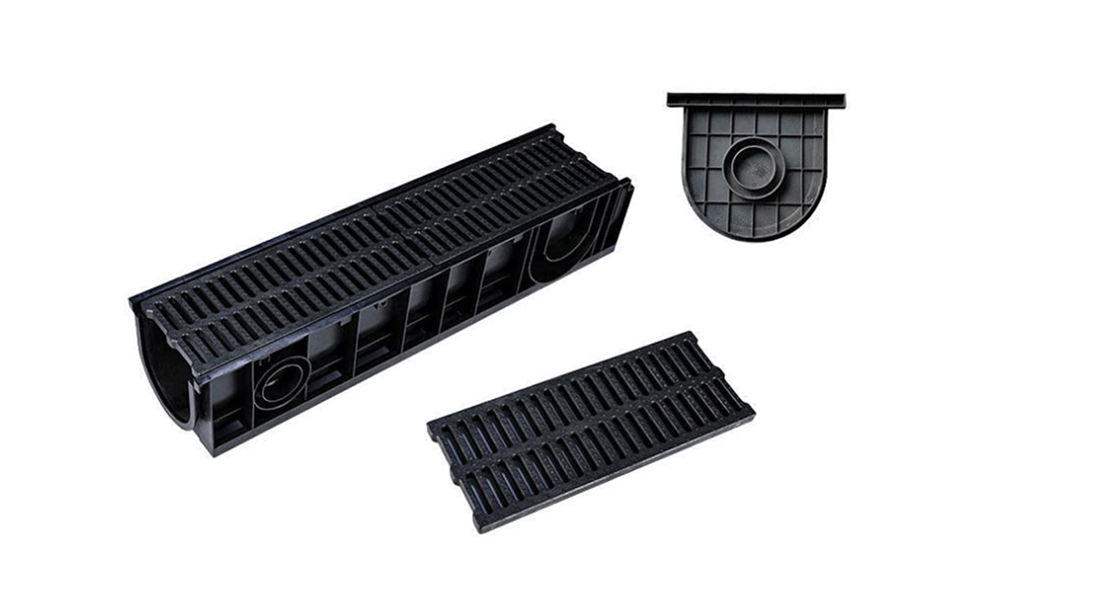 Buy shuaike Trench Drain System Channel Drain with Plastic Grate HDPE ...