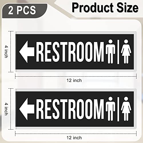 Snapklik.com : 2 Pcs Double Sided Metal Restroom Sign 12 X 4 Inch Black ...
