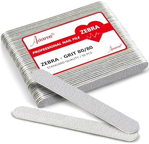 Amazon.com : Aaaren 50PCS Disposable Wood Nail File,Zebra, 5 Inch Thin ...