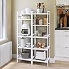 Amazon.com: HITNET 5 Tier Bamboo Shelf, Tall Narrow Bookcase, Freestanding Bathroom Storage Unit ...
