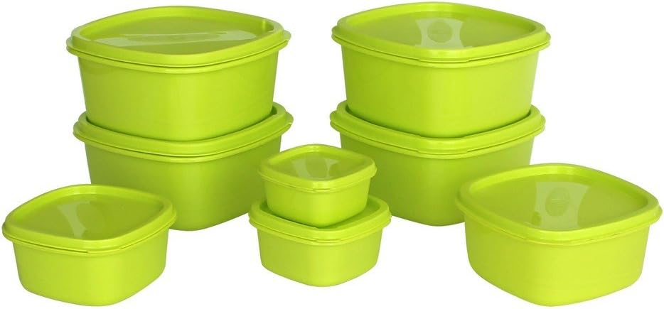 Buy Princeware - 5708-GN Store Fresh Square Plastic Container Set, 8 ...