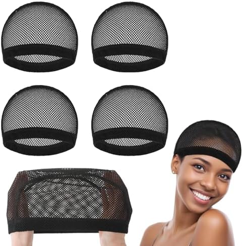 Amazon.com: Dimeho 4 Pcs Wig Cap Black Crochet Wig Caps Stretchable ...