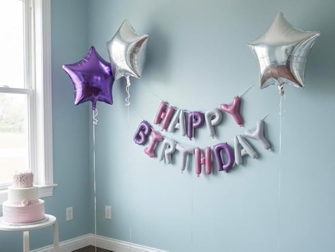 Amazon.com: KK_AJ party 16" Happy Birthday Banner Balloon Letters Set ...