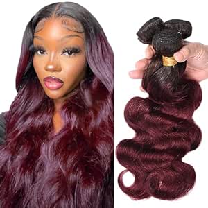 Amazon.com: AuokMar Burgundy Bundles 1b/99j Human Hair Ombre Body Wave ...