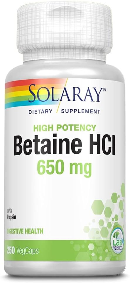 Amazon.com: Solaray Betaine HCL with Pepsin, High Potency Hydrochloric ...