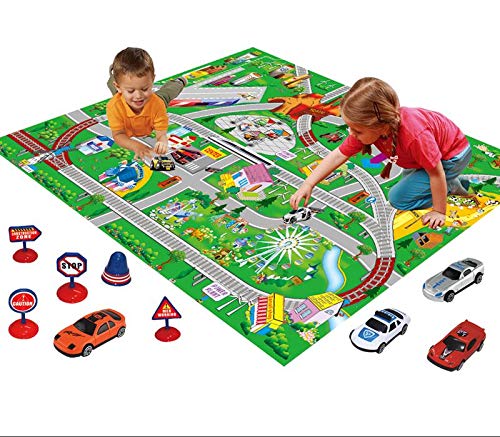 Buy Rubber 3D Play Mat- Car Pretend Traffic Game -Free 4 Cars (Enhances ...