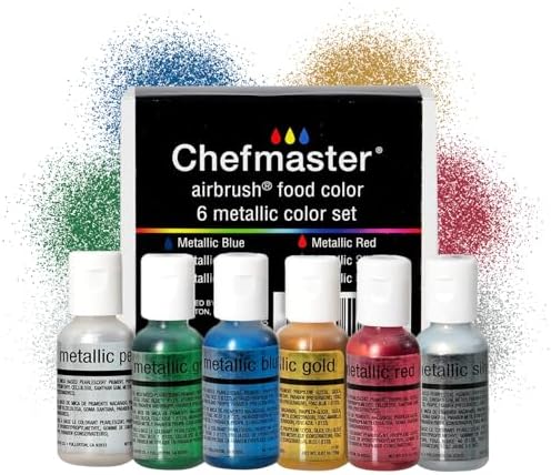 Amazon.com : Chefmaster 6-Bottle Set of Metallic Airbrush Food Coloring ...