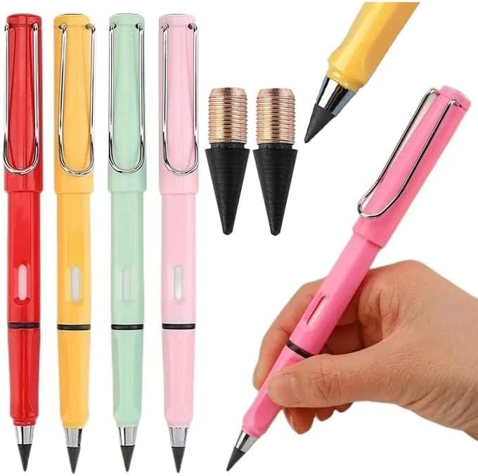 VELLURA SALES 4-PCS Everlasting Pencil 2-Pcs Nibs with Rubbers on The ...