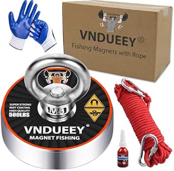 VNDUEEY Magnet Fishing Kit, 227Kg - Ø60mm - Extra Strong Neodymium ...