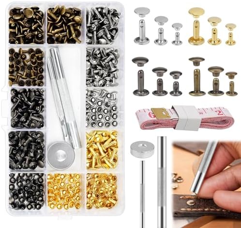 180 Paires de Rivets pour Cuir À Frapper, 3 Tailles Rivets Couture ...