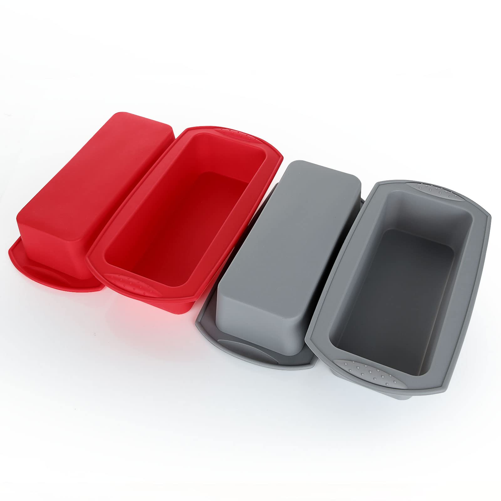 JMIATRY Silicone Loaf Tin Bread Tin Set of 4, 1lb to 2lb Non Stick ...