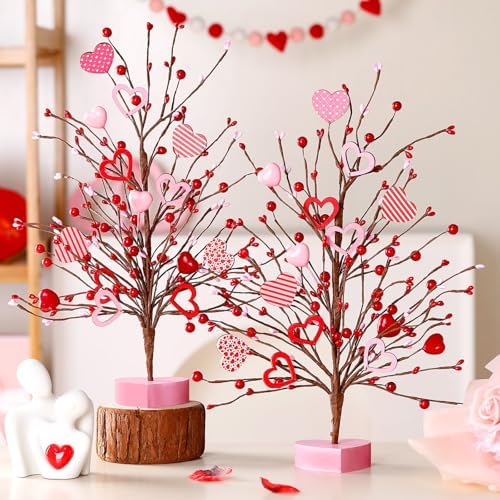 Amazon.com: CRCZK 19" H Valentines Day Heart Table Tree Decorative Red ...