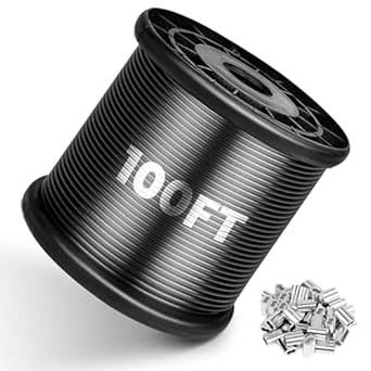 304 Stainless Steel Wire Rope 100FT Black Vinyl Coated Wire Aircraft ...