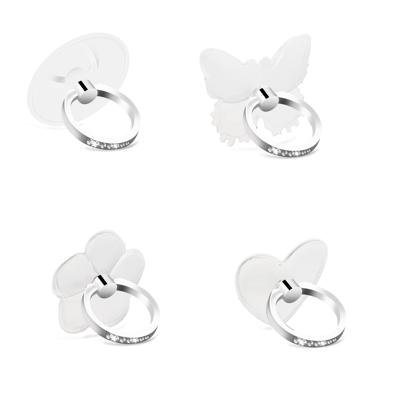 Amazon.com: 4 Pcs Clear Rhinestone Cell Phone Ring Holder Bling Cell ...