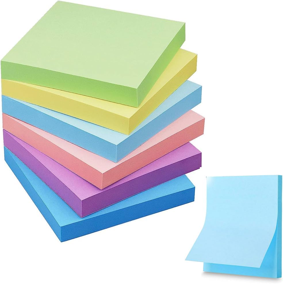 Amazon.com : Sticky Notes 3x3 Inches - 6 Pads, Colorful Sticky Notes ...