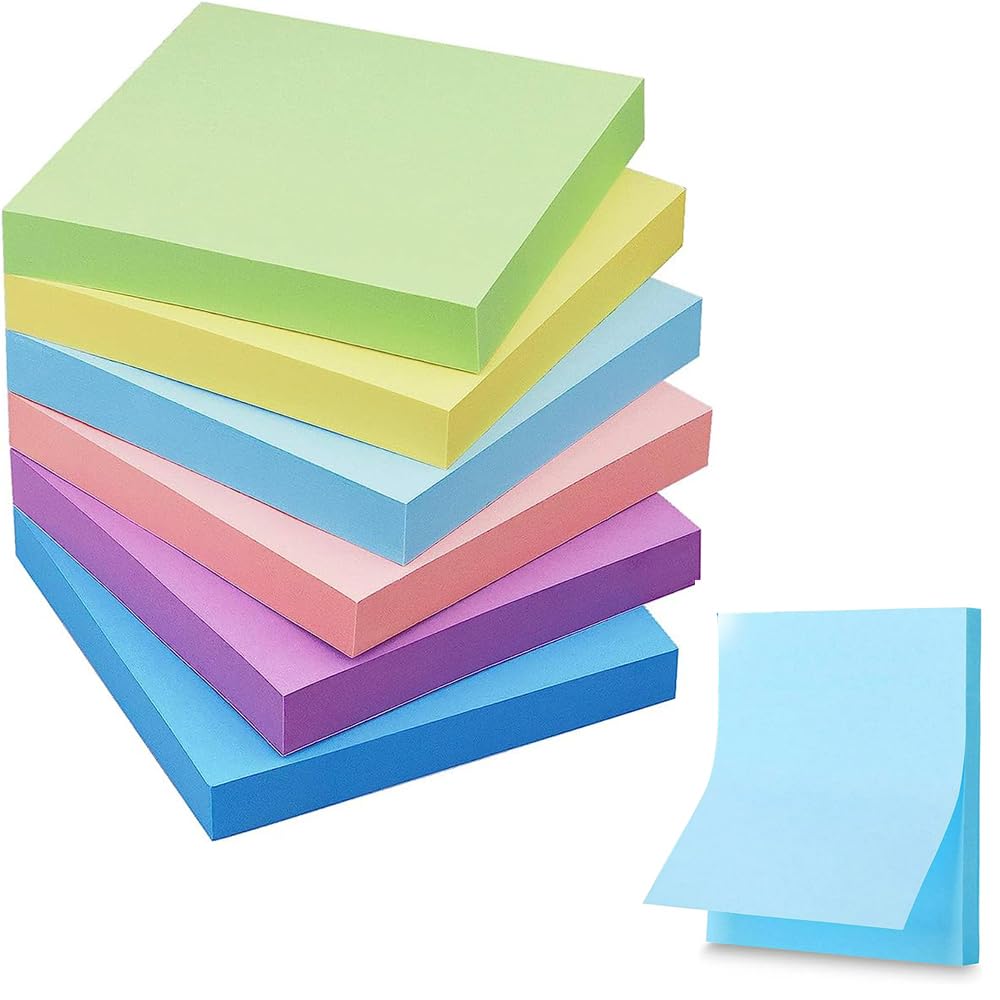 Amazon.com : Sticky Notes 3x3 Inches - 6 Pads, Colorful Sticky Notes ...