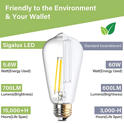 Snapklik.com : Edison Bulbs, E26 LED Bulb ST58 Filament Clear Non ...