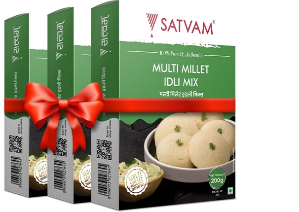 Satvam Multi Millet Idli Instant Mix (Pack of 3)|(3 * 200g) : Amazon.in ...