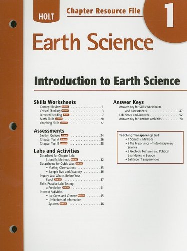 Holt Earth Science Chapter 1 Resource File: Introduction to Earth ...