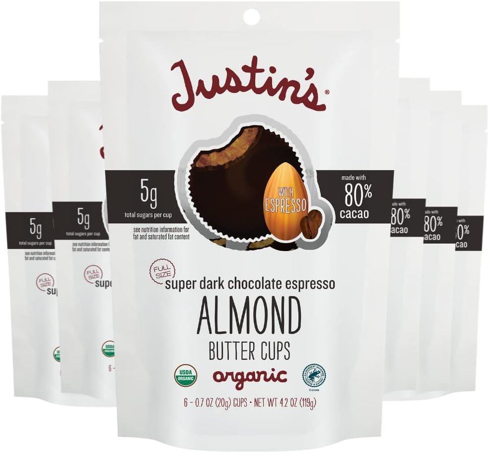 Amazon.com: Justins Organic Dark Chocolate Crispy Peanut Butter Cups, 1 ...