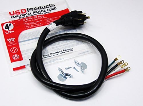 Amazon.com: Range Oven Electric Power Cord 4 Prong Wire 50 Amp 4' Foot ...