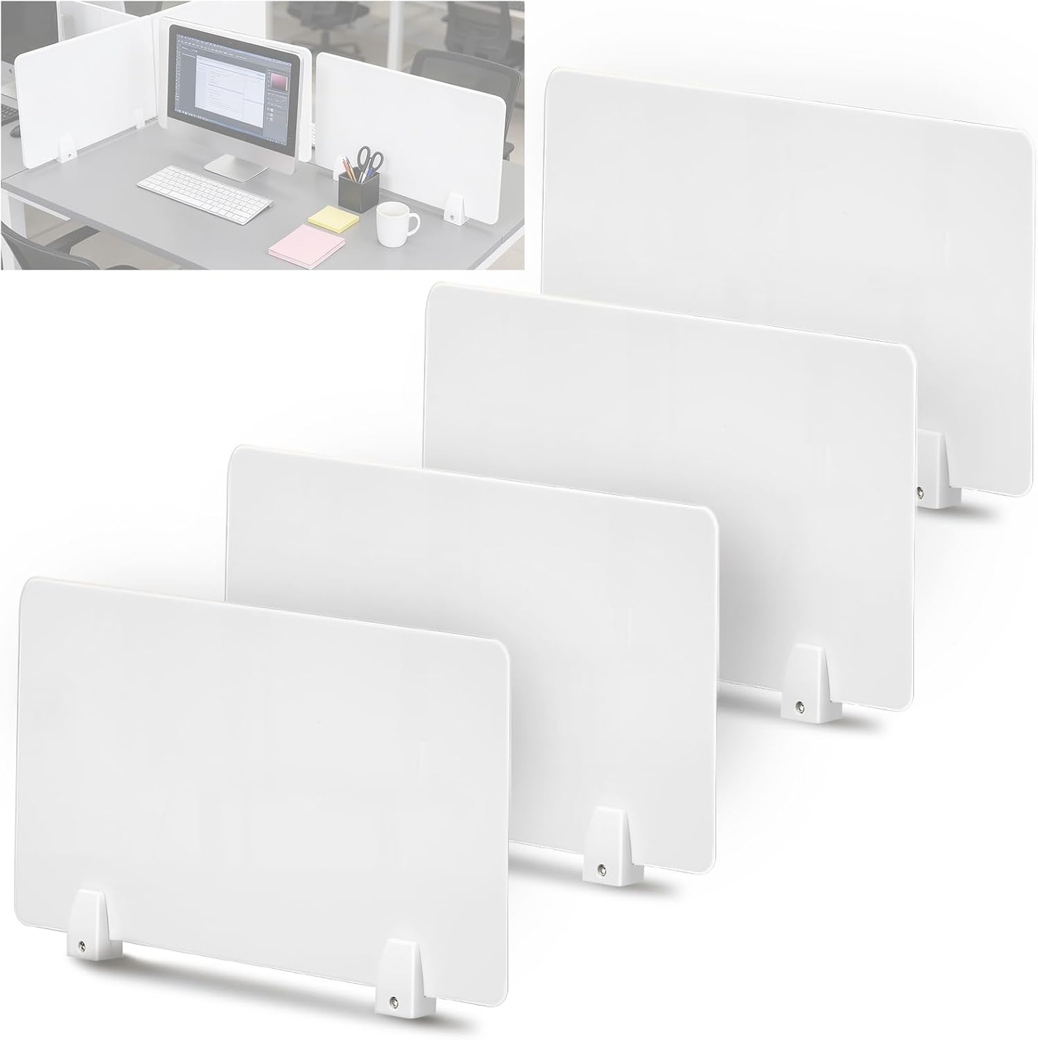 WUDLEP 4 Pcs Desk Divider Frosted Acrylic Desktop Privacy Panels, 60 x ...