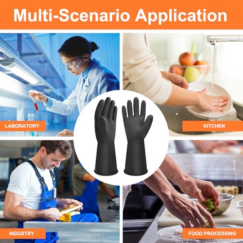 12″ Heavy Duty Rubber Gloves, Chemical Reusable Resistant Gloves PPE ...