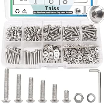 Amazon.com: Taiss M3 Screws Kit M3 x 6mm/8mm/10mm/12mm/16mm/20mm 304 ...
