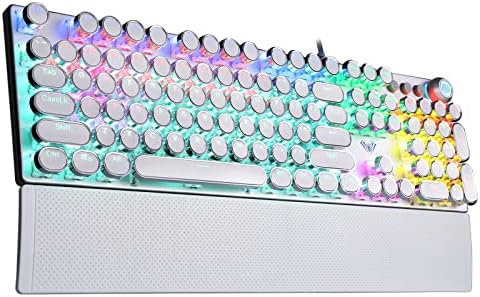 AULA F2088 Typewriter Style Mechanical Gaming Keyboard,Rainbow LED ...